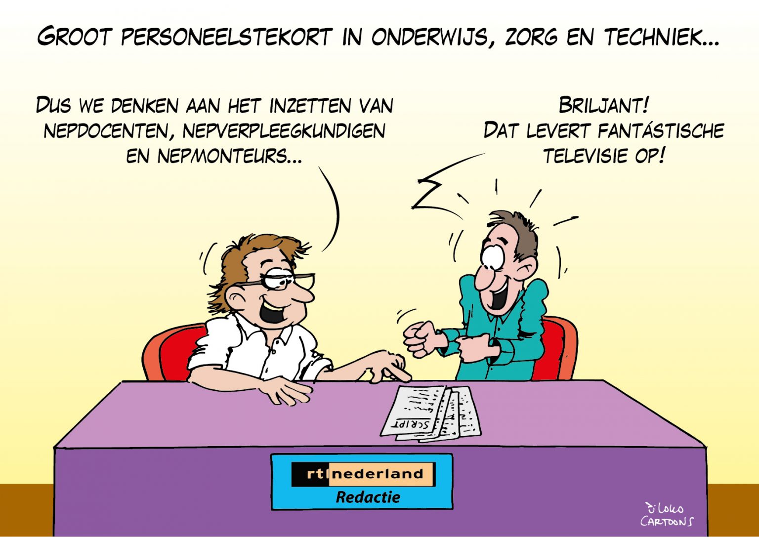 Groot personeelstekort in onderwijs, zorg en techniek... - Loko Cartoons