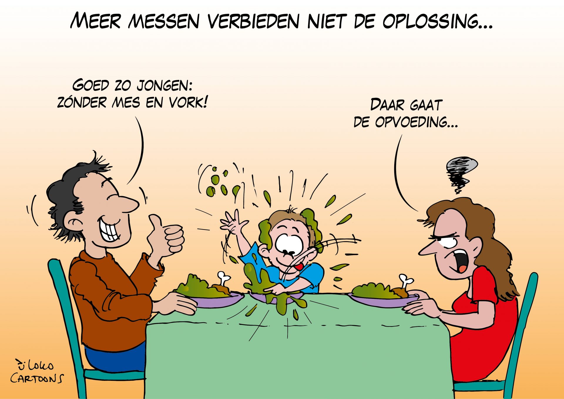 Meer messen verbieden niet de oplossing... - Loko Cartoons