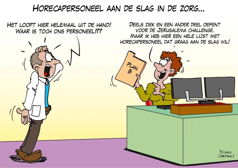 Horecapersoneel aan de slag in de zorg... - Loko Cartoons