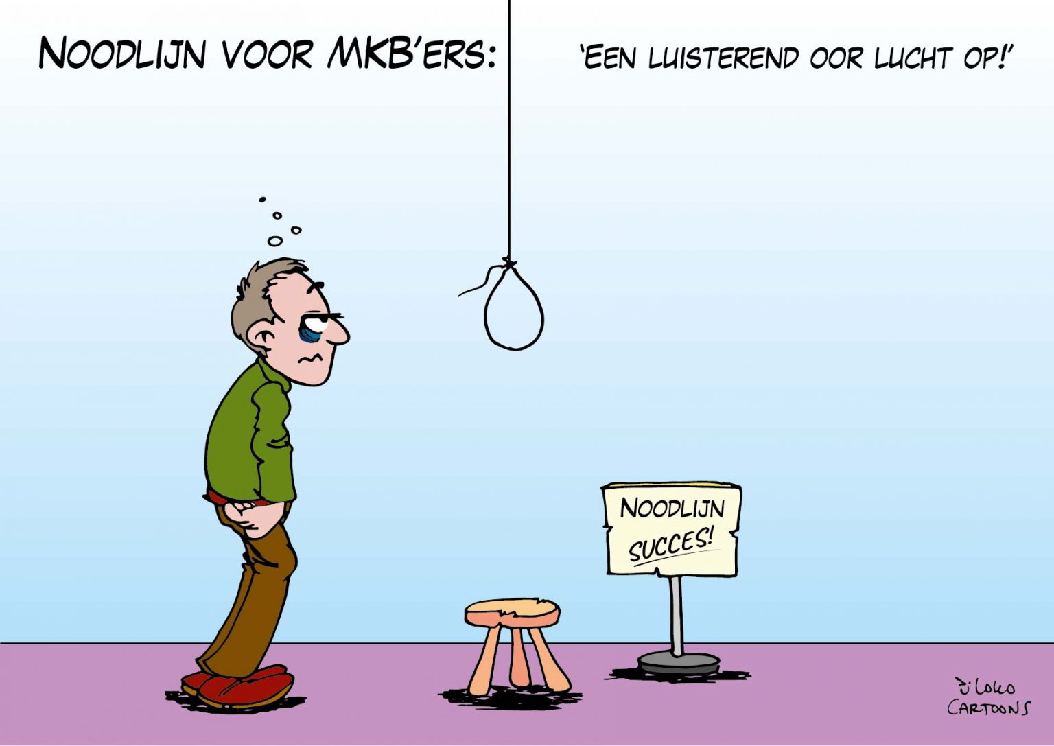 Noodlijn voor MKB'ers: een luisterend oor lucht op... - Loko Cartoons