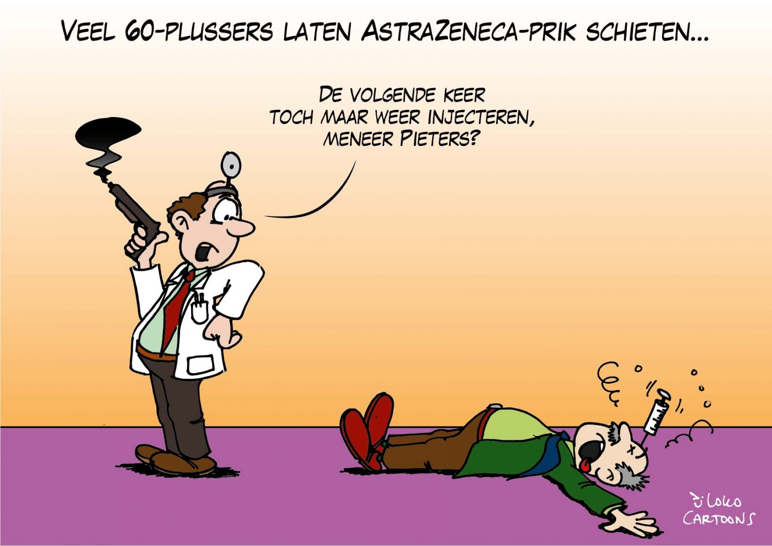Veel 60-plussers laten AstraZeneca-prik schieten... - Loko Cartoons