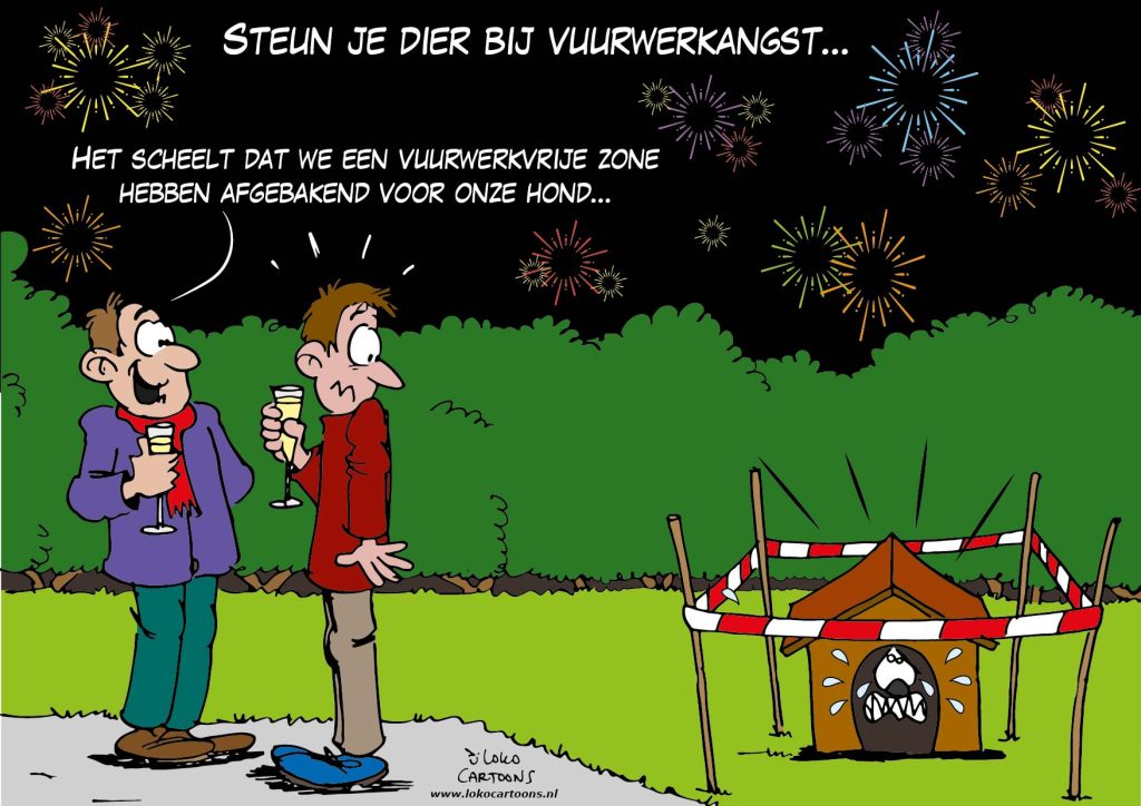 Steun je huisdier bij vuurwerkangst - Loko Cartoons